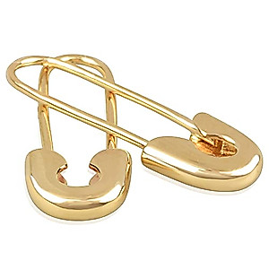 14K Yellow Gold Safety Pin Earrings for Women - Pair