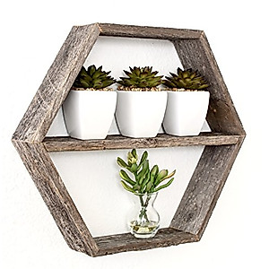 BarnwoodUSA | Rustic Wood Hexagon Shelf - 100% Up-Cycled Reclaimed Wood