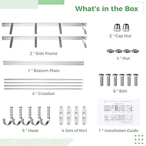 BATTIPAW 4-Tier Ribbon Wall Holder, Ribbon Wall Rack with Sliding Hooks, Wall Mounted Ribbon Organizer, Sewing Thread Wall Holder, Metal Wall Rack for Wire Spools, Fabric, Scarves, Belts, Towels