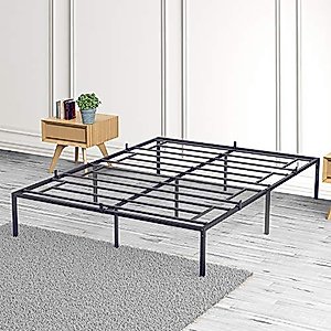 SunnyFurn Queen Bed Frame Platform,14 Inch Metal Queen Size Bed Frames No Box Spring Needed,Heavy Duty Steel Slat Mattress Foundation,Easy Assembly,No Noise and No Shaking