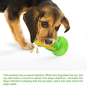 Guardians Dog Squeaky Chew Toy with Suction, Dogs Toothbrush Teeth Cleaning Squeaky Stick for Aggressive Chewers for Small Medium Dogs (Yellow Corn)