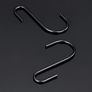Rivexy 20 Pack Black S Hooks for Hanging Plants, S Hooks for Hanging Clothes, Stainless Steel S Hooks Heavy Duty, Durable S Shaped Hooks for Kitchen, Small S Hooks for Hanging Heavy Duty, Closet Hooks