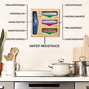 CasaClassics Ziplock Bag Storage Organizer – Eco-Friendly Bamboo Organizer for kitchen drawer – Easy to load Ziplock bags – Wall mountable - Compatible with Ziploc, Solimo, Glad, Hefty for Gallon, Quart, Sandwich, and Snack Variety Size Bag
