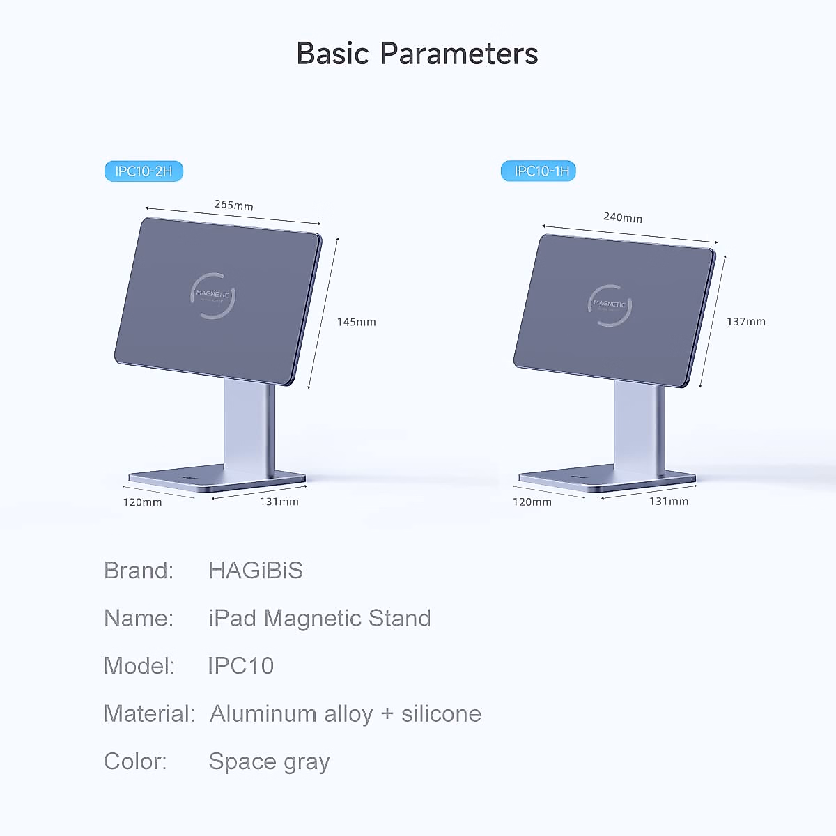 Hagibis Foldable Magnetic iPad Stand, Adjustable Rotatable Floating iPad Pro Stand Holder for Apple iPad Pro 11 Inch 1st/2nd/3rd/4th Gen and iPad Air 10.9” 4th/5th (11”)