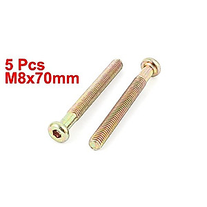 uxcell M8 x 70mm Threaded 1.25mm Pitch Hex Socket Head Cap Screws Bolts 5 Pcs