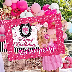 LMSHOWOWO 30PCS Funny Hot Pink Girls Princess Photo Booth Props, Let's Go Party Princess Doll Theme Photo Booth Frame for Girls Birthday Party Decorations Bachelorette Bridal Shower Party Supplies
