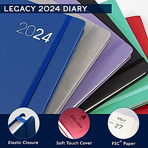 Collins Legacy Daily Planner 2024 Diary - Page A Day Diary - Soft Touch Flexible Cover Daily Calendar 2024 - A4 Size Size Agenda 2024 (Black)