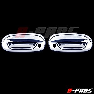 A-PADS 2 Chrome Door Handle Covers for Ford F150 1997-2003 / F150 LIGHTNING 1999-03 / F150 HARLEY DAVIDSON 2001-03 / F150 HERITAGE 2004 / F250 LIGHT DUTY 97-99 - WITH Passenger Keyhole, WITHOUT Keypad