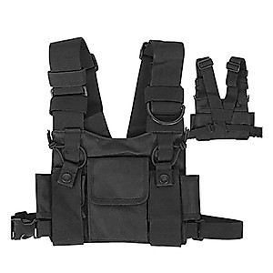 Clakllie Chest Bag Radio Chest Harness Chest Front Pack Pouch Holster Vest Rig Two Way Radio Walkie Talkie Chest Pack,Black