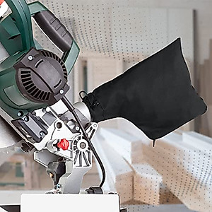 Black Dust Collection Bag for Miter Saw 255 Model with Zipper and Wired Adjustable Stand, Dust Collector Bags for Miter Saw, Tank Belt Sander, Edge Planer, Diagonal Saw (2 Pack)