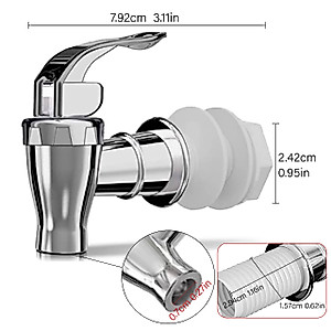 joaoxoko Spigot for Beverage Dispenser,2 Pack Beverage Dispenser Replacement Beverage Faucets Silver Faucets for 2 Gallon, 3 Gallon and 5 Gallon Buckets (silver)