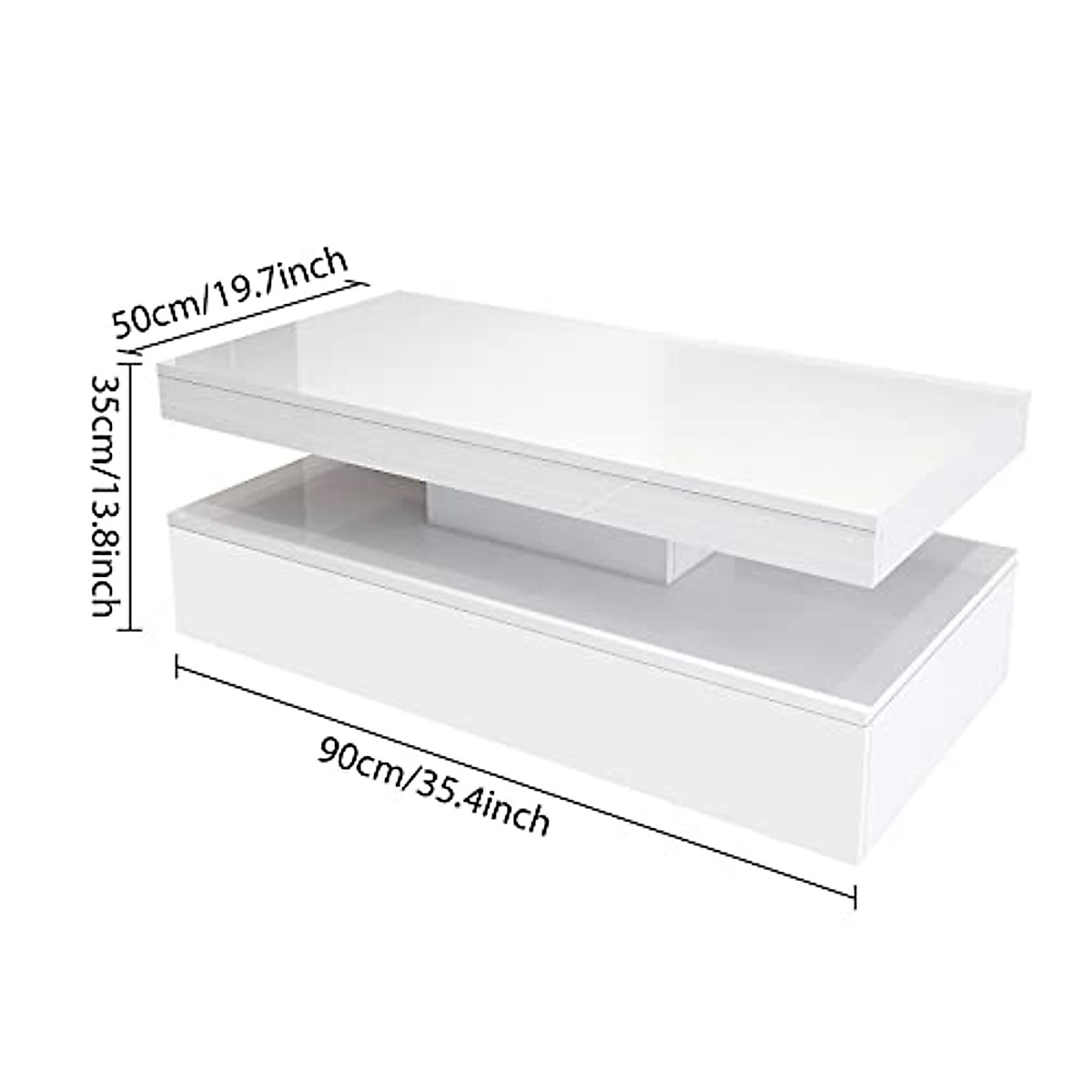 SUCXDZQ Modern Coffee Table with RGB LED Light, High Gloss Coffee Table with Remote Control for Living Room, White