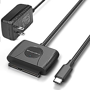 SATA to USB C Adapter, SNANSHI USB C to SATA 3.5Inch USB Type C to SATA Adapter Converter with UASP SATA to USB Converter for 2.5" 3.5” Hard Drives Disk HDD, with 12V Power Adapter