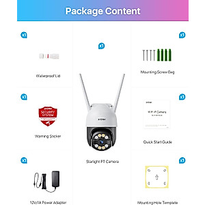 ZOSI C289 1080P WiFi Pan/Tilt Outdoor Security Camera,Home Surveillance PTZ IP Camera,Smart Light Siren Alarm,Color Night Vision,2-Way Audio,Person Vehicle Detection,Phone Remote,Waterproof Setting