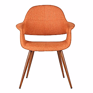 Armen Living Phoebe Dining Chair in Orange Fabric and Walnut Wood Finish