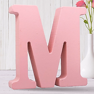 AOCEAN 8 Inch Pink Wood Letters Unfinished Wood Letters for Wall Decor Decorative Standing Letters Slices Sign Board Decoration for Craft Home Party Projects (M)