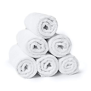RosenSoft Oversized Wash Clothes-16x14 in Extra Large Wash Cloths for Body and Face, Hand Gym Spa- Fingertip Towels for Bathroom, Bath Towel Set, 100% Turkish Cotton Thick and Absorbent (White, 6)