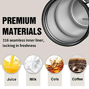 GOOM 18oz Travel Coffee Mug Tumbler with Lid and Straw, 18/10 Stainless Steel, 6-Layer Insulation, Spill Proof|Leak Proof Tumbler with Straw Mouth Rotary Lock, Coffee Mugs for Men, Women - Black