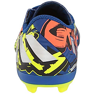 adidas Boy's Nemeziz Messi 19.4 Firm Ground Soccer Shoe, Royal Blue/Silver/Yellow, 2 Little Kid