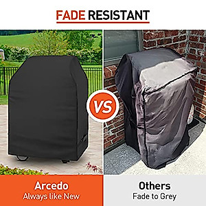 Arcedo Small Grill Cover for Outdoor Grill 32 Inch, 2 Burner Grill Cover, Heavy Duty Waterproof Gas BBQ Grill Cover for Weber Spirit, Charbroil, Nexgrill, and More Grills with Collapsed Side Tables