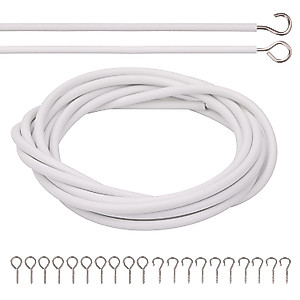 Trimming Shop 10 Metres Curtain Wire with 10 Pair of Hook & Eyes Set, Multi-Purpose Voile Curtain Wire Cable, Cord Cable Hook and Eyes
