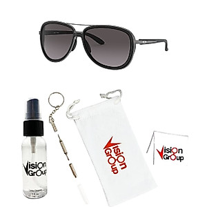 Oakley OO4129 Split Time Sunglasses+ Vision Group Accessories Bundle (Velvet Black/Prizm Grey Gradient (412917))