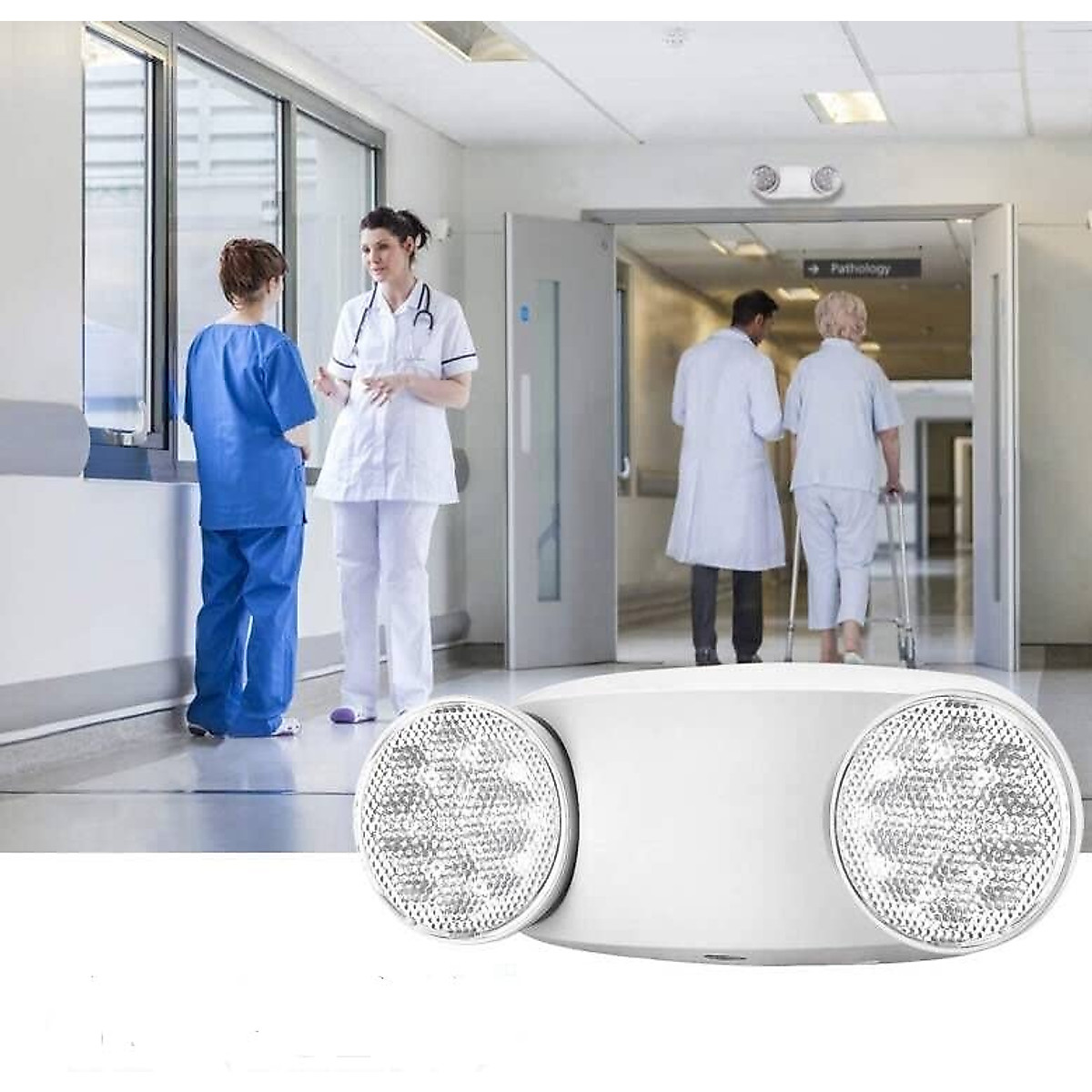 EXITLUX 2 Pack White LED Emergency Lights with Battery Backup, Two Head Adjustable Emergency Lighting Fixtures-Fireproof Materials-Emergency Lighting Fixture/Emergency Light Home.