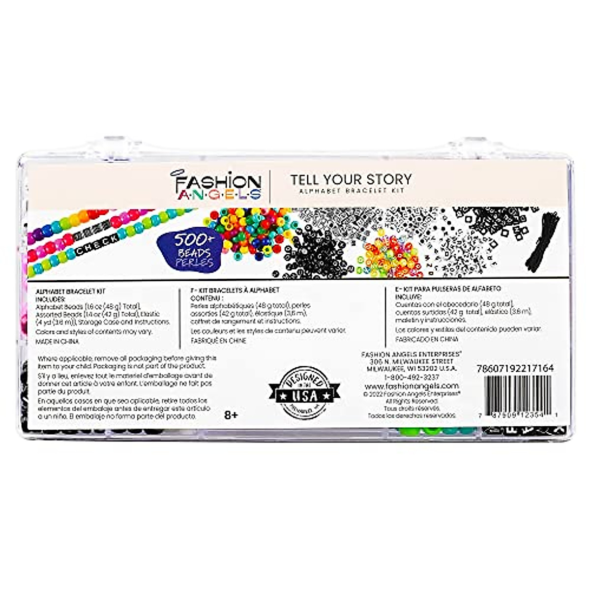 Fashion Angels Alphabet Bead Kit, 500+ Colorful Charms and Beads With Small Bead Organizer - Preppy Bracelet Making Kit for Teen Girls, Recommended for Ages 8 And Up