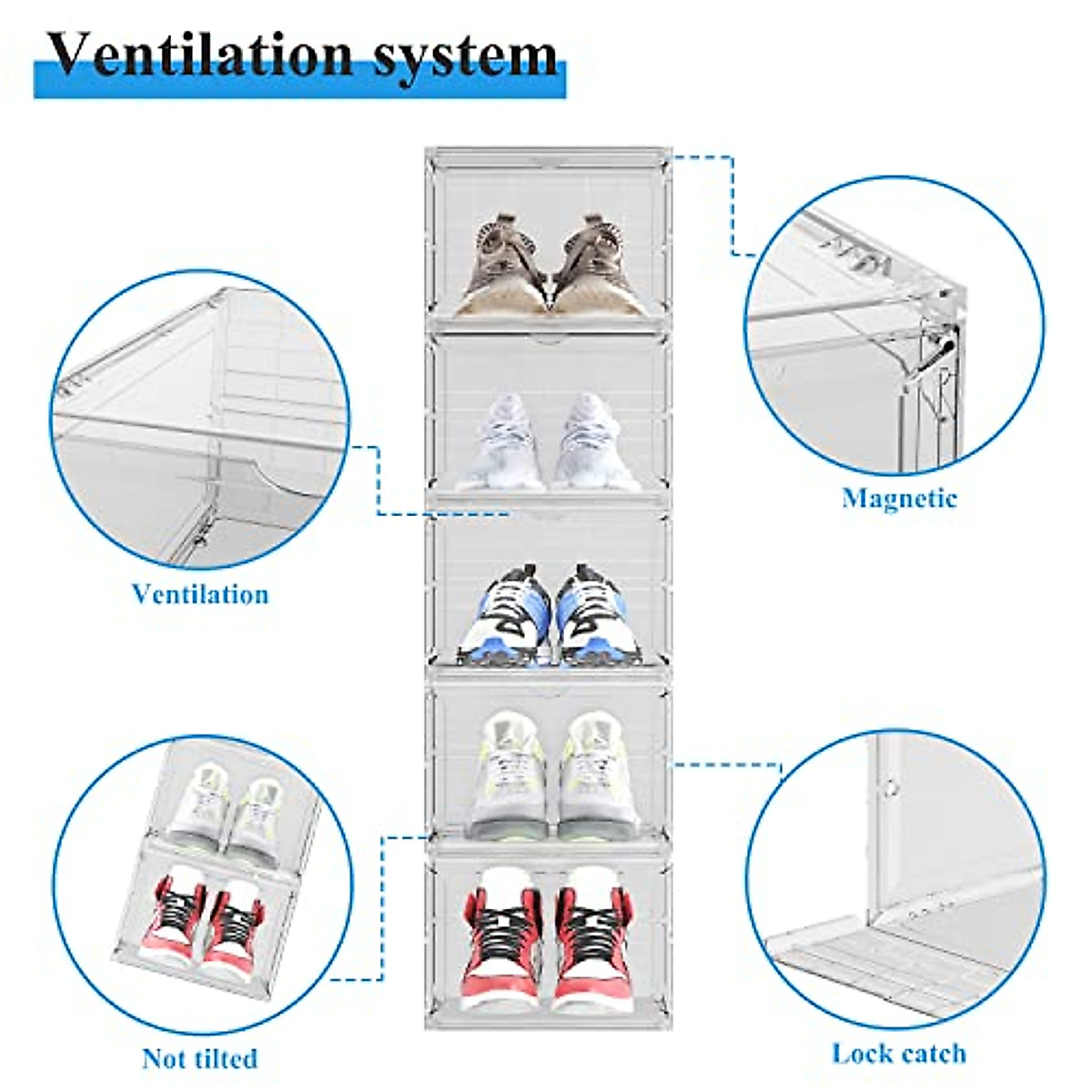 REETEC Shoe Box, 3 Pack Shoe Organizer for Closet,Shoe Rack for Closet,Shoe Display Case, Shoe Storage,Shoe Boxes Clear Plastic Stackable(Transparent)