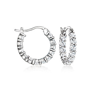 Ross-Simons 1.80 ct. t.w. CZ Hoop Earrings in Sterling Silver
