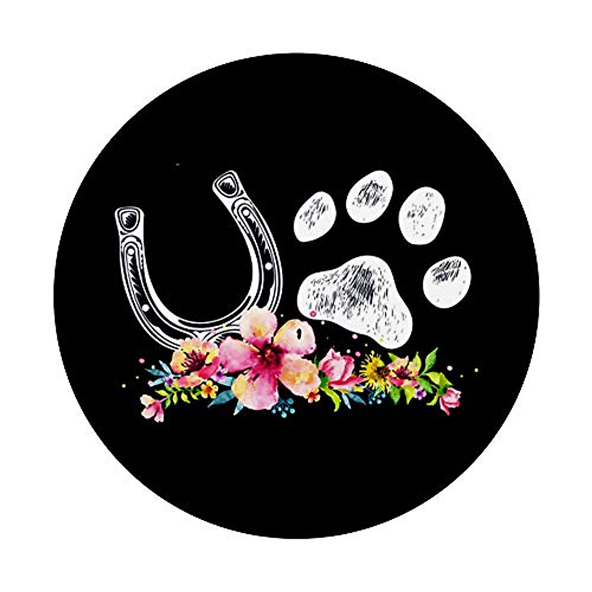 Floral Flowers Horse Lover Pretty Cute Dog Paw Horse Cool PopSockets Swappable PopGrip