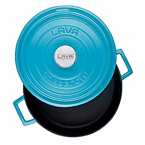 LAVA 4.7 Quarts Cast Iron Dutch Oven: Multipurpose Stylish Round Shape Dutch Oven Pot with Three Layers of Enamel Coated with Trendy Lid (Turquoise)