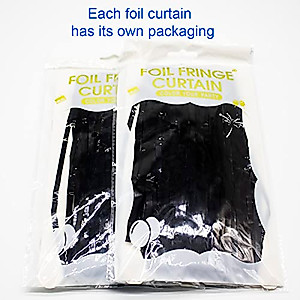 Black Backdrop Curtain for Party Supplies - 6.5x8.2ft, Pack of 2 | LILF Black Tinsel Foil Fringe Curtain Streamers for Birthday Party Halloween Graduation Decoration Black Photo Booth Backdrop Props