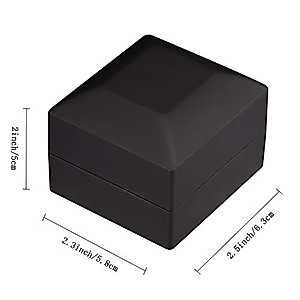 2 Pieces Ring Earring Gift Box with LED light, Elegant Velvet Ring Case Jewelry Display for Proposal, Engagement, Wedding, Gift (Black)