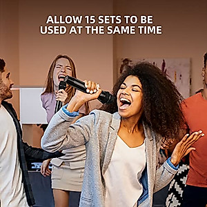 SUDOTACK Wireless Microphone, [Clear Sound][Plug & Play] Metal UHF Dual Cordless Handheld Dynamic Mic with Rechargeable Receiver,1/4'' Output, for Karaoke Singing, DJ, Party, Church, 200ft(SWP-A20)