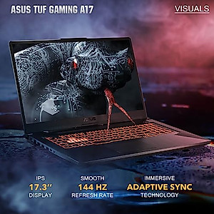 ASUS 2023 TUF A17 17.3" 144Hz FHD Gaming Laptop, AMD Ryzen 5 4600H, NVIDIA GeForce GTX 1650, 32GB RAM, 1TB PCIe SSD, RGB Backlit Keyboard, Win 11, Black, 32GB Snowbell USB Card