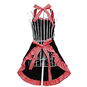 Hyzrz Women's Apron with Pockets, Black and Red