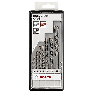 Bosch 2607010545 Concrete Drill Bit-Set "Robust Line Cyl-3 Silver Percussion" 4-12mm 7 Pcs