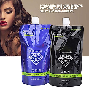 Hair Straightening Cream, 2pcs x 500ml Moisturist Hair Straightener Set Softener Professional Hair Care Cream for Salon and Home(#2)