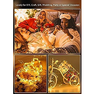 Brightown 12 Pack Led Fairy Lights Battery Operated String Lights Waterproof Silver Wire 7 Feet 20 Led Firefly Starry Moon Lights for DIY Wedding Party Bedroom Patio Christmas (12 Pack, Warm White)