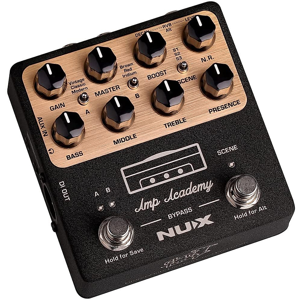 Briskdrop NUX NGS-6 Amp Academy Amp Modeler Guitar Pedal - Bundle with 2 Instrument Cables, 2 Patch Cables, and Snark Tuner, NGS-6bundle, Brown,Red