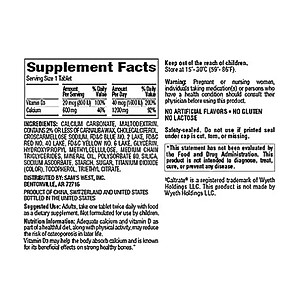 Member's Mark Calcium 600mg with vitamin D-3 600Tablets