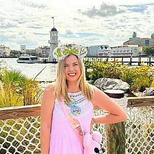 Trnerm Princess Mouse Ears Headband Cute Sequin White Bows Princess Cosplay Costume for Women