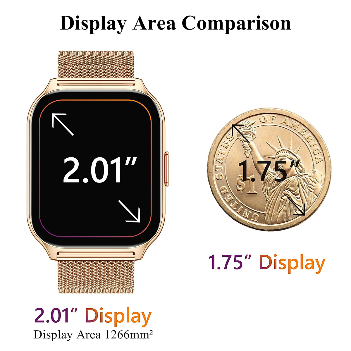 Popglory Smart Watch Answer/Make Calls, 2.01'' Smartwatch with AI Voice Control, Blood Pressure/SpO2/Heart Rate Monitor, Fitness Tracker Watch 2 Straps for Men Women for iOS Android Phones