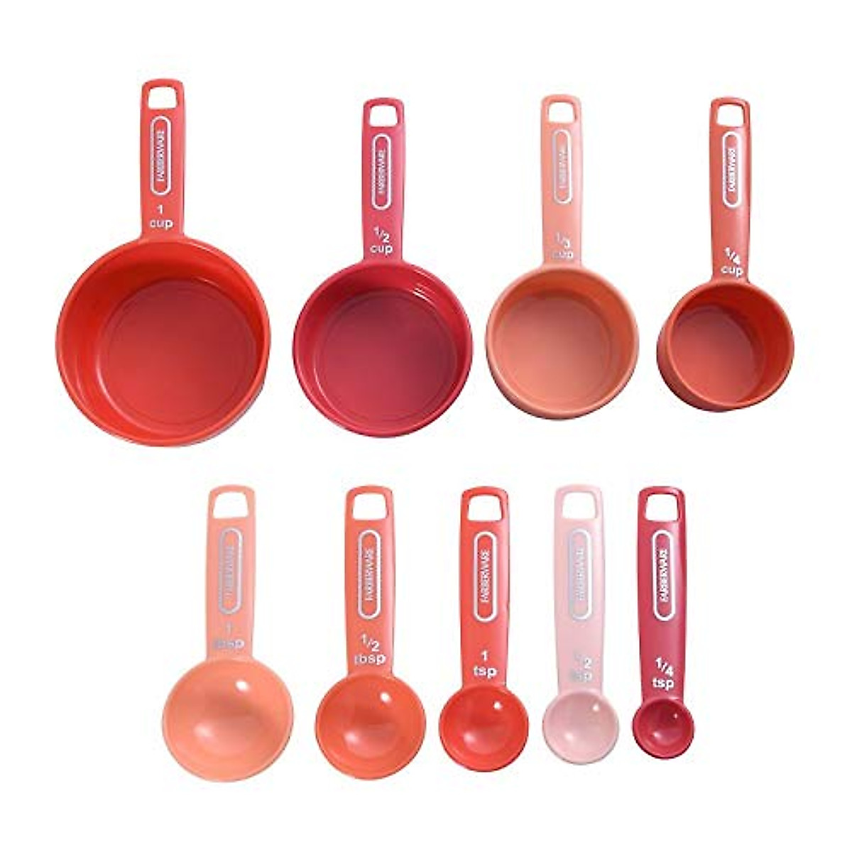 Farberware Measuring Cups and Spoons Set (9-Piece, Coral Ombre)