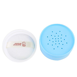 LEORX 1 Set Baby After-Bath Puff Box Portable Empty Body Powder Container Dispenser Case with Sifter and Powder Puffs for Home Travel Use (Blue)