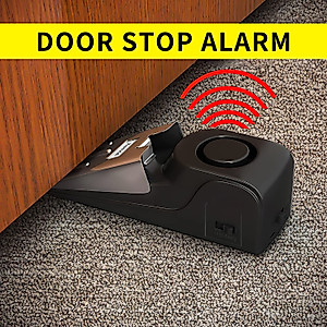 Door Stop Alarm with 120DB Floor Mounted Rubber Alarm Suitable for Travel, Hotels, Home appliances (Black)