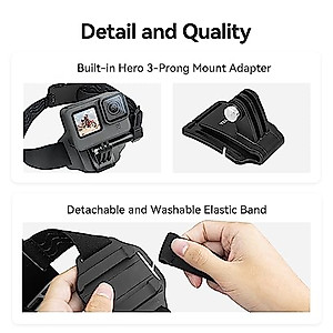 Head Strap Mount with Cap Clip, Quick Release Head Belt Mount Compatible with GoPro Hero 11/10/9/8/7/6/5, Fusion, Max, DJI OSMO and Most Action Cameras