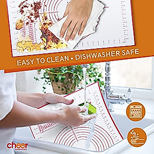 Cheer Collection Silicone Baking Mat - Non-Slip Kitchen Mat for Rolling Dough and Baking Cookies Pizza Macarons - 16" x 24"