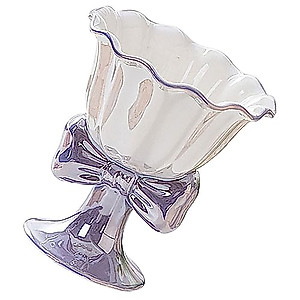 Hemoton Decorative Tray Ceramic Dessert Bowl Cup Footed Ice Cream Bowl Sundae Cups Dish Parfait Cup for Sundaes Parfaits Ice Cream Fruit Snack Cocktail Purple